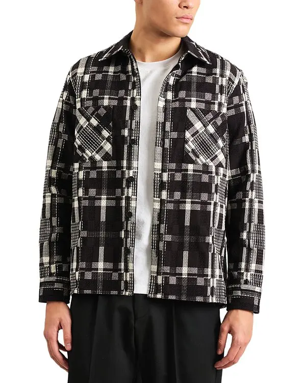 WAX LONDON Whiting Overshirt - Black/ecru