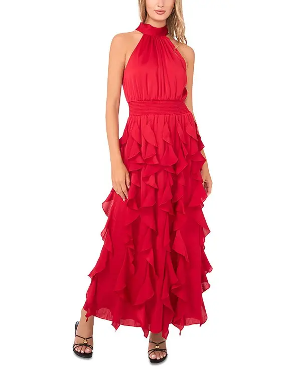 1.State Flounce Cascading Maxi Dress - Ruby Red