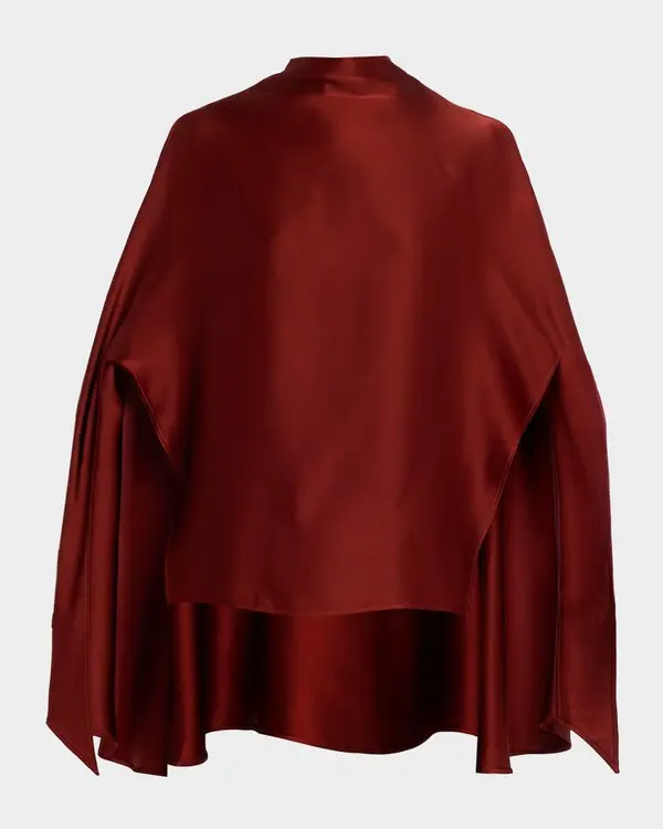 Lapointe Mock-neck Satin Cape Top
