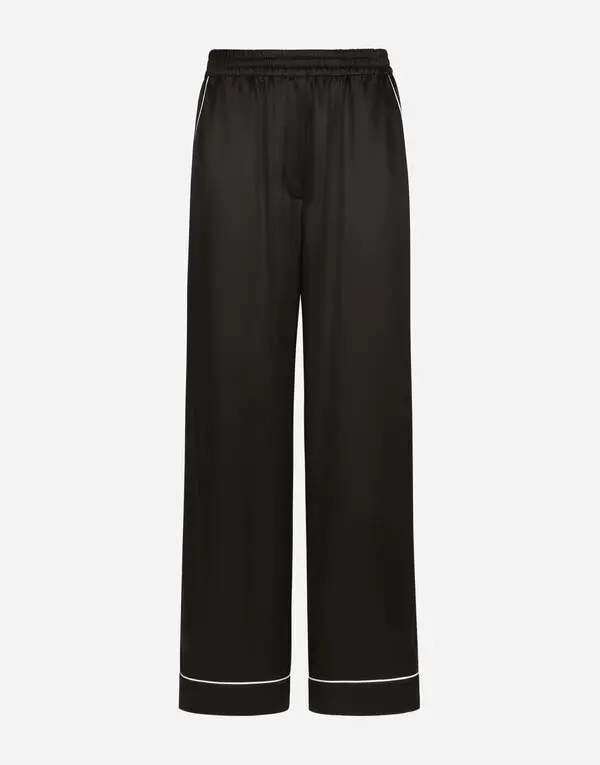 Dolce & Gabbana Silk Pajama Pants With Contrast Piping