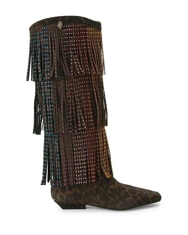 Kurt Geiger Western Fringe Boots - Open Brown