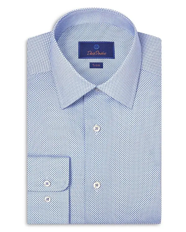 David Donahue Slim Fit Printed Dress Shirt - Sky