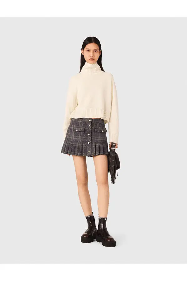 Maje High-neck Cashmere Jumper - Neutral / White