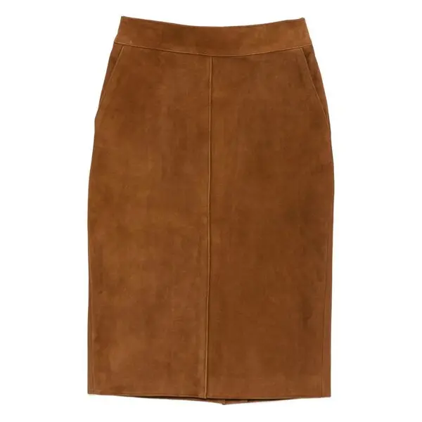 THELAURENT Knee-length Suede Skirt - Brown
