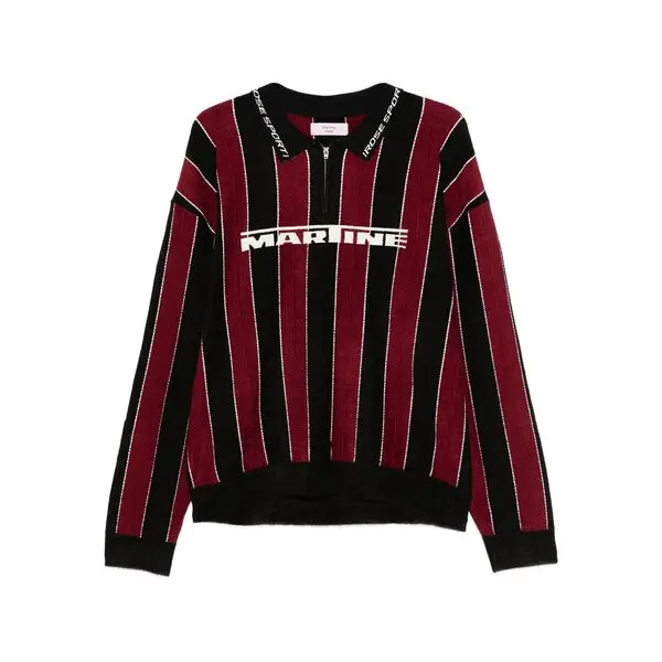 Martine Rose Striped Half Zip Sweater - Red