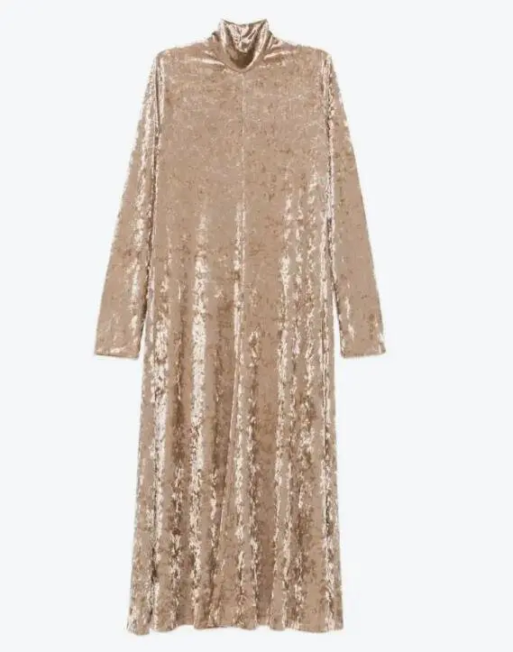 FORTE_FORTE Iridescent Stretch Velvet Turtleneck Dress