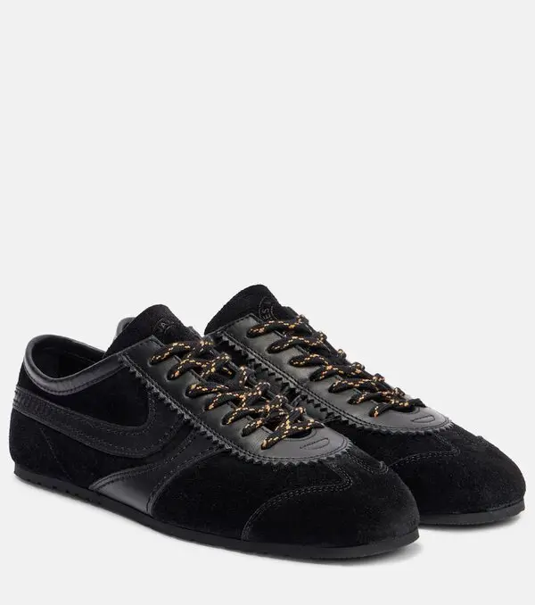 Dries Van Noten Leather-trimmed Suede Sneakers - Black