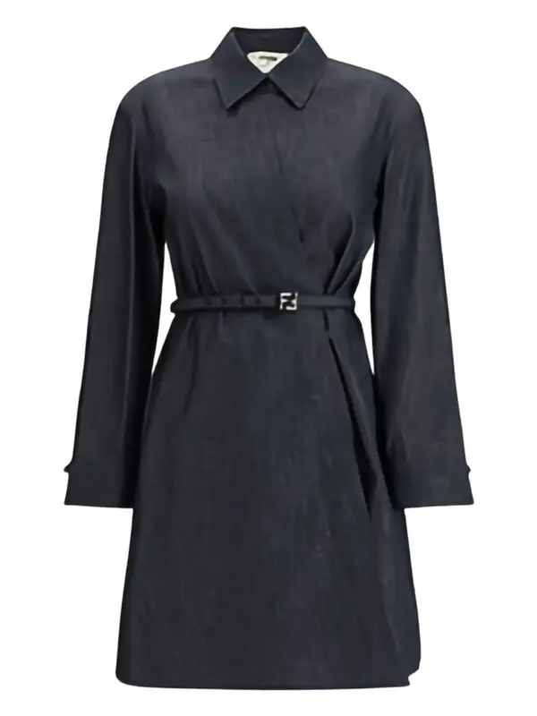 Fendi Chambray Cotton Shirt Dress - Clear Blue