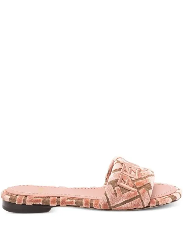 Fendi Sunshine Velvet Sandals - Powder