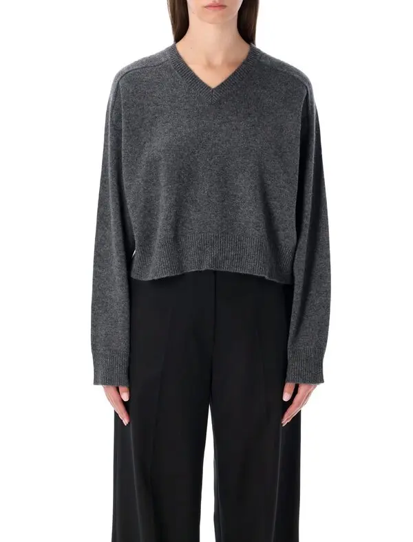 LOULOU STUDIO Anzor Cashmere V-neck Sweater - Grey