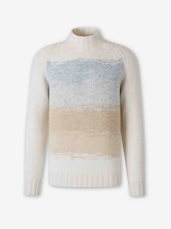 Fedeli High Collar Knit Sweater - Beige