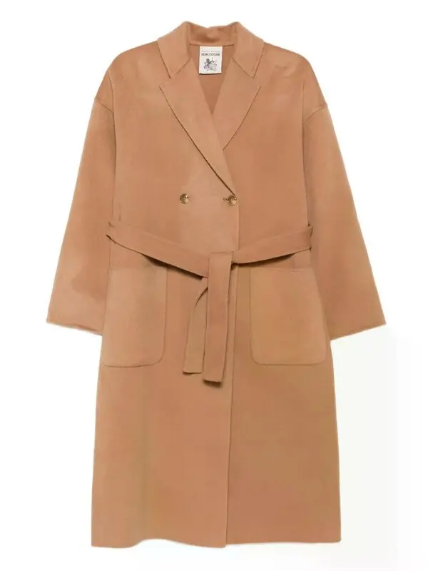 SEMICOUTURE Belted Double-breasted Coat - Neutrals