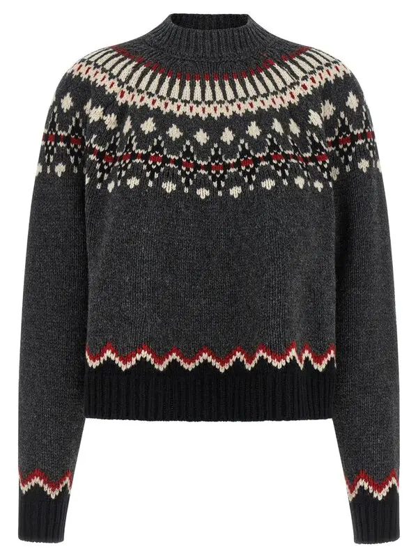 Alanui Virgin Wool Jacquard Sweater - Gray
