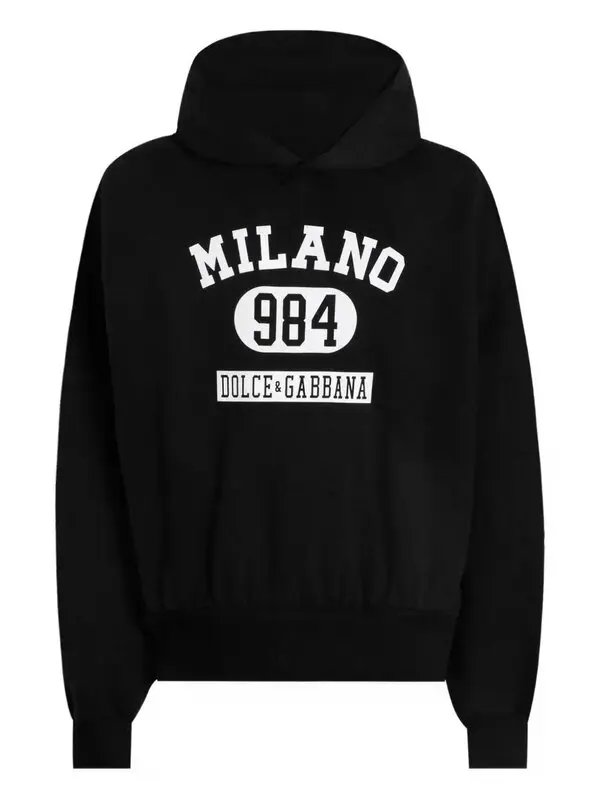 Dolce & Gabbana Long-sleeve Front-print Hoodie - Black