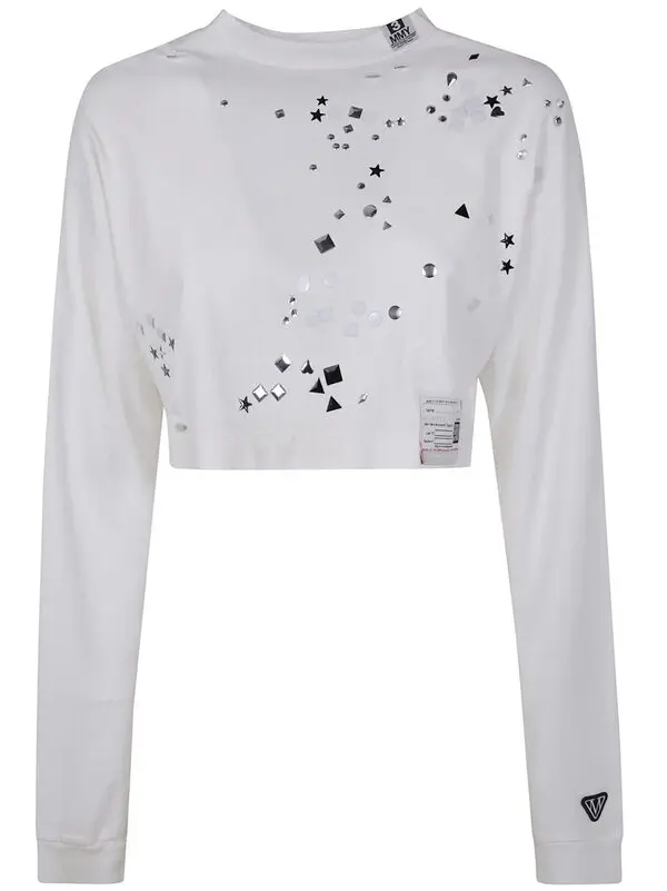 Mihara Yasuhiro Embellished Distressed Long Sleeves Mini Tee