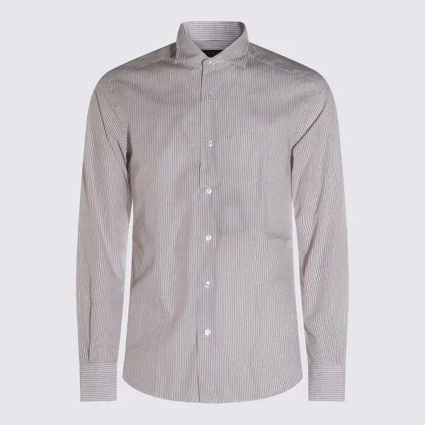 GLANSHIRT White And Brown Cotton Shirt