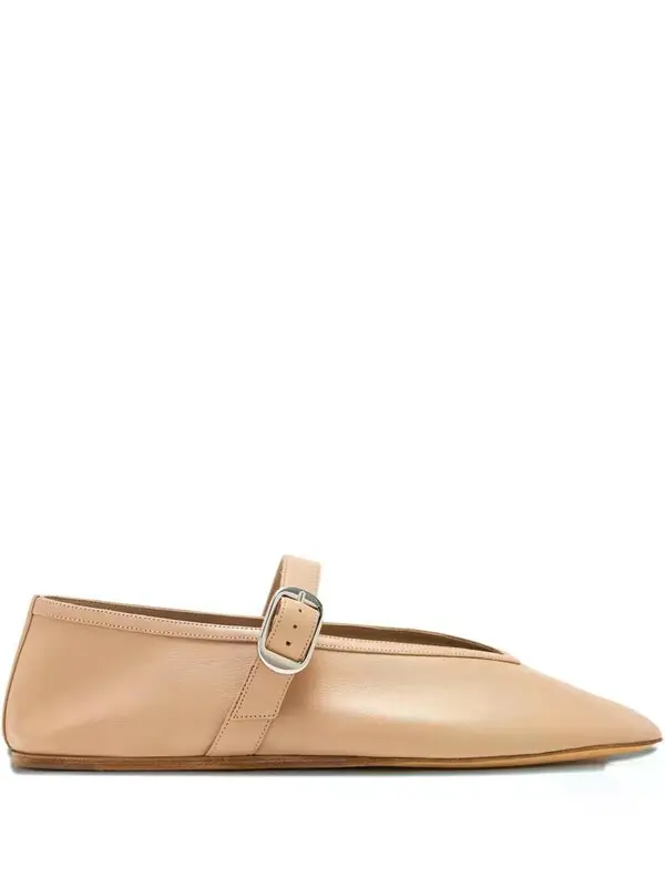 Le Monde Beryl Stella Buckle-strap Leather Ballet Flats - Neutrals