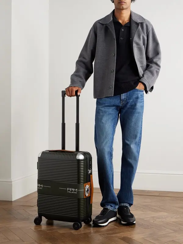 FPM MILANO Bank Zip Deluxe 55cm Leather-trimmed Polycarbonate Spinner Carry-on Suitcase - Green
