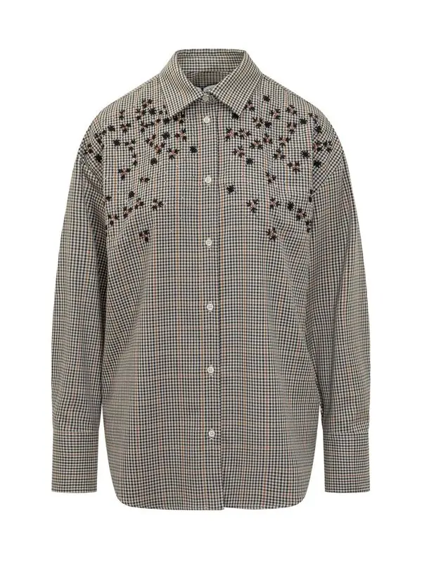 MSGM Plaid Shirt With Embroidery
