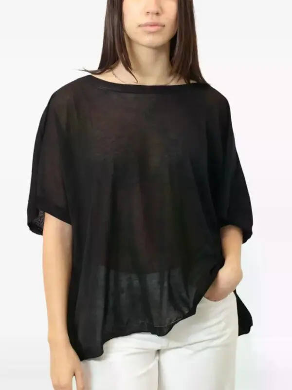 MEIMEIJ Sheer Round-neck Blouse