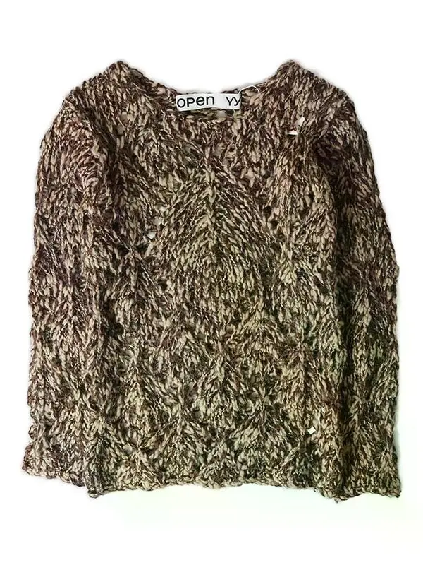 OPEN YY Pointelle-argyle Sweater