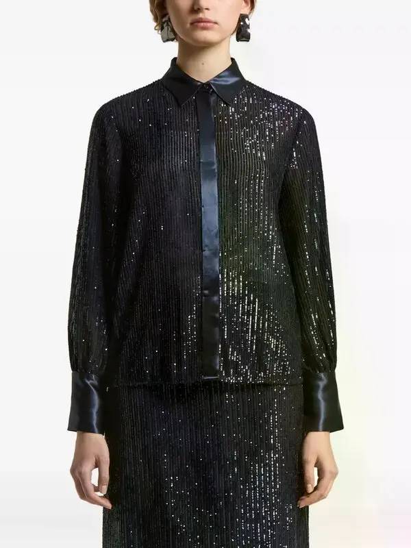Peserico Sequin-embellished Satin-trimmed Shirt