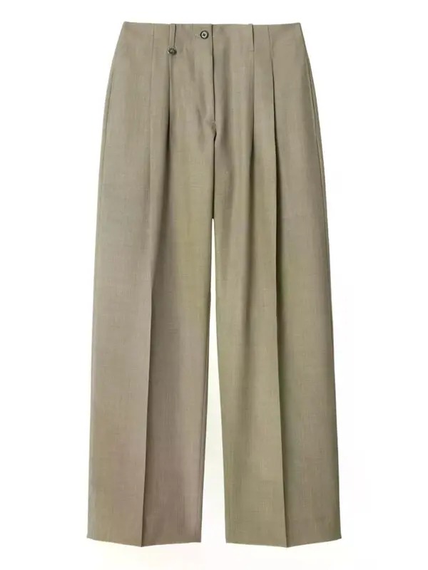 Burberry Double-pleated Wool Trousers - Green