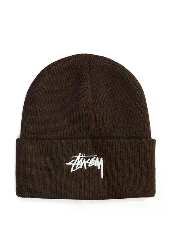 StÜssy Logo-embroidered Beanie - Brown