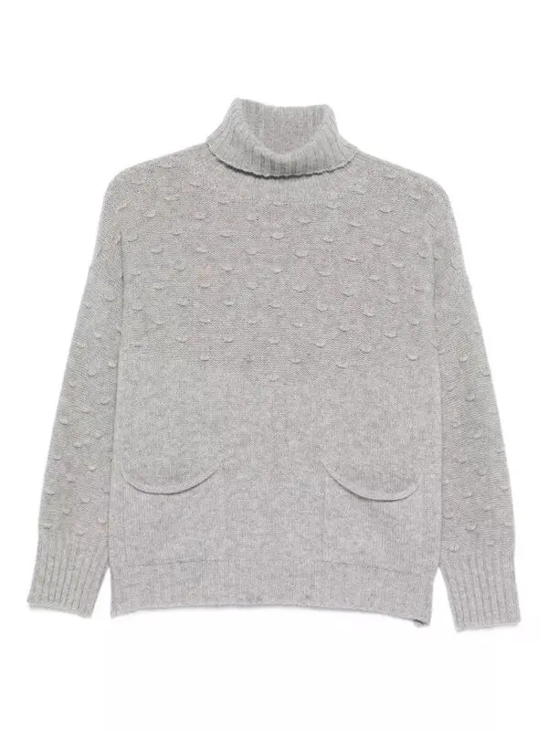 TABARONI CASHMERE Roll-neck Textured Sweater