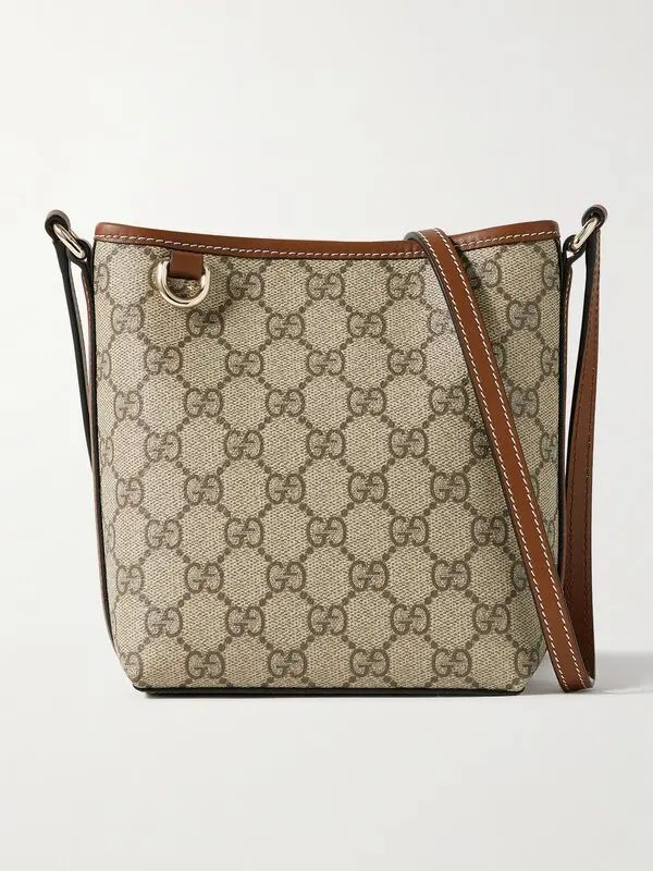Gucci Mini Leather-trimmed Shoulder Bag - Neutrals