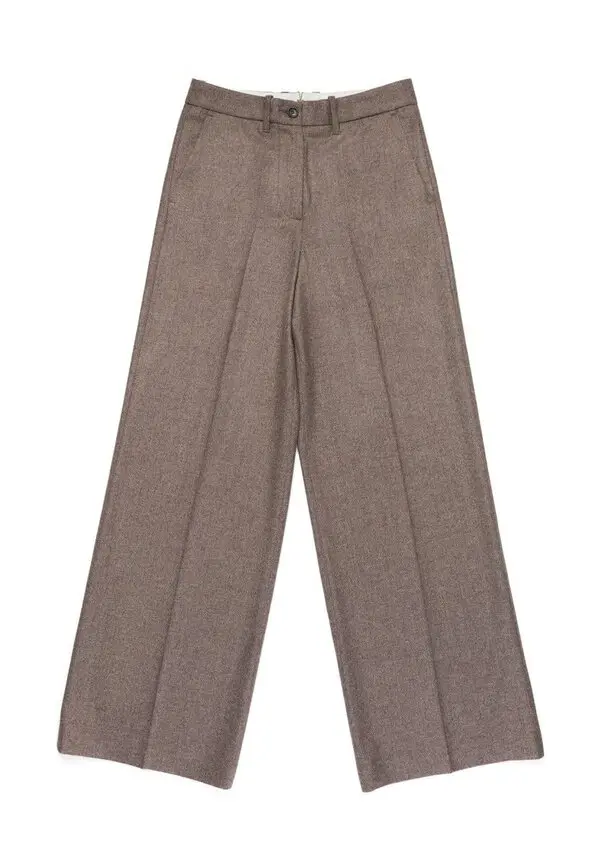 NINE:INTHE:MORNING Wide Leg Wool Pants - Brown