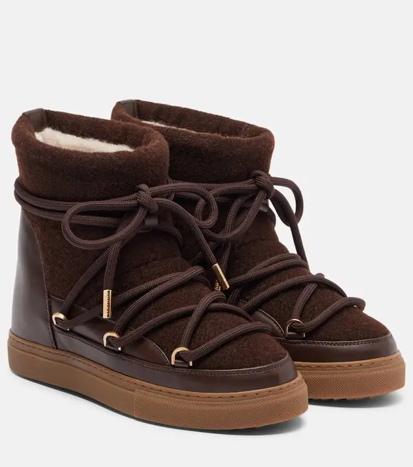 Inuikii Felt Wedge Leather-trimmed Snow Boots