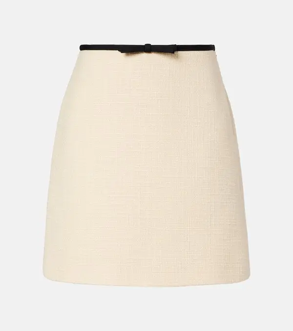 Valentino Garavani Wool-blend Tweed Miniskirt With Bow Detail
