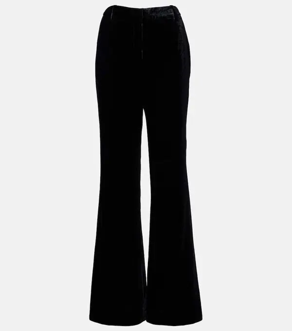 NILI LOTAN Effy High-rise Flared Velvet Pants - Black