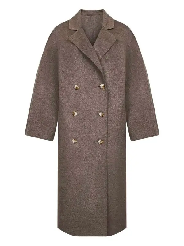 Loulou De Saison Borneo Lds Long Coat - Taupe Melange