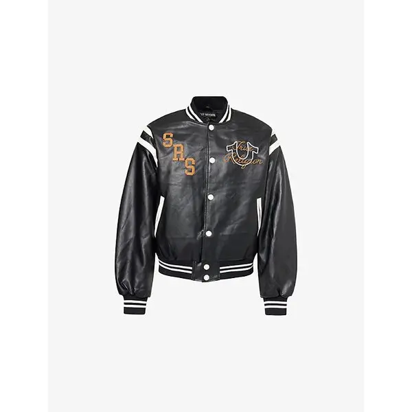 True Religion Logo-patch Faux-leather Varsity Jacket