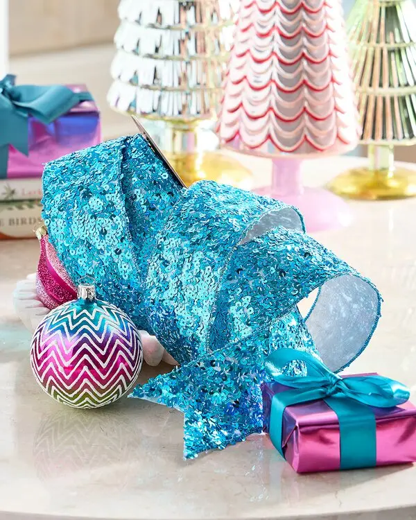 D. STEVENS Party Sequined Ribbon, 2.5" X 5 Yards
