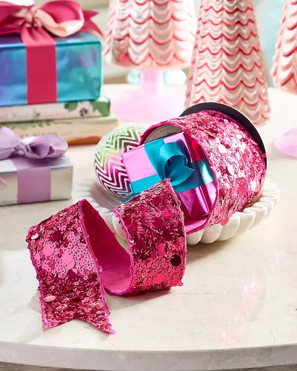 D. STEVENS Sequined Party Ribbon, 2.5" X 5 Yards