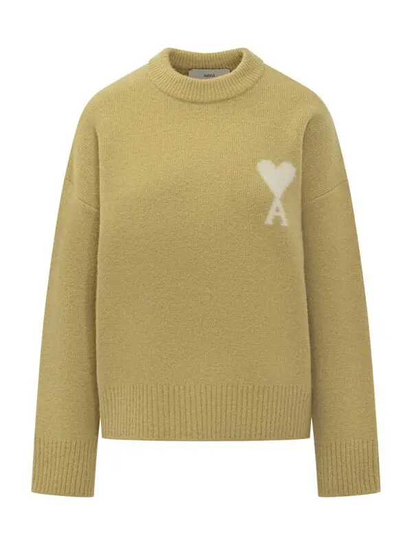 Ami Sweater With Heart Logo - Green