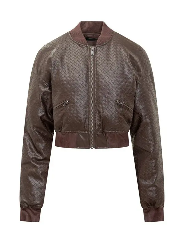 Remain Birger Christensen Braided Leather Bomber Jacket