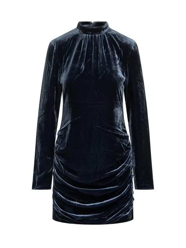 Remain Birger Christensen Draped Velvet Mini Dress - Blue