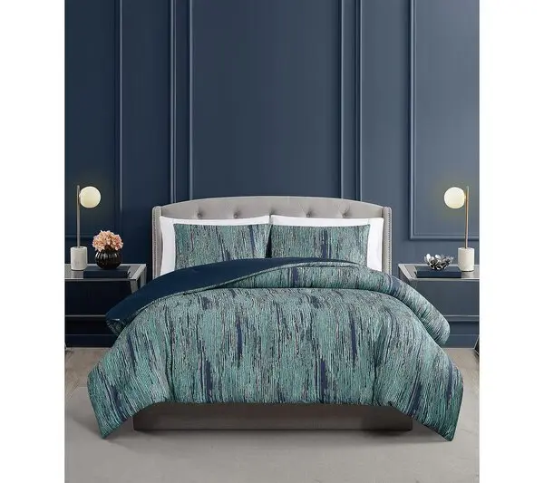 Vince Camuto Linework Stripe 3 Piece Full/queen Duvet Set