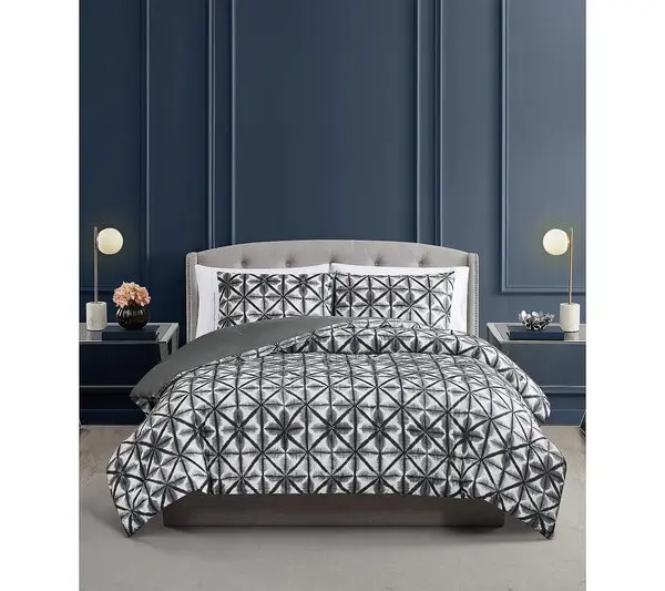 Vince Camuto Classic Shibori 3 Piece Full/queen Comforter Set