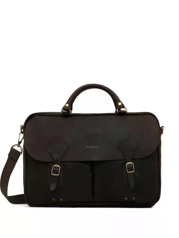 Barbour Waxed Cotton Briefcase - Brown