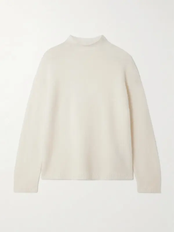 Max Mara Orlaya Cropped Brushed Cashmere-blend Turtleneck Sweater - Ivory