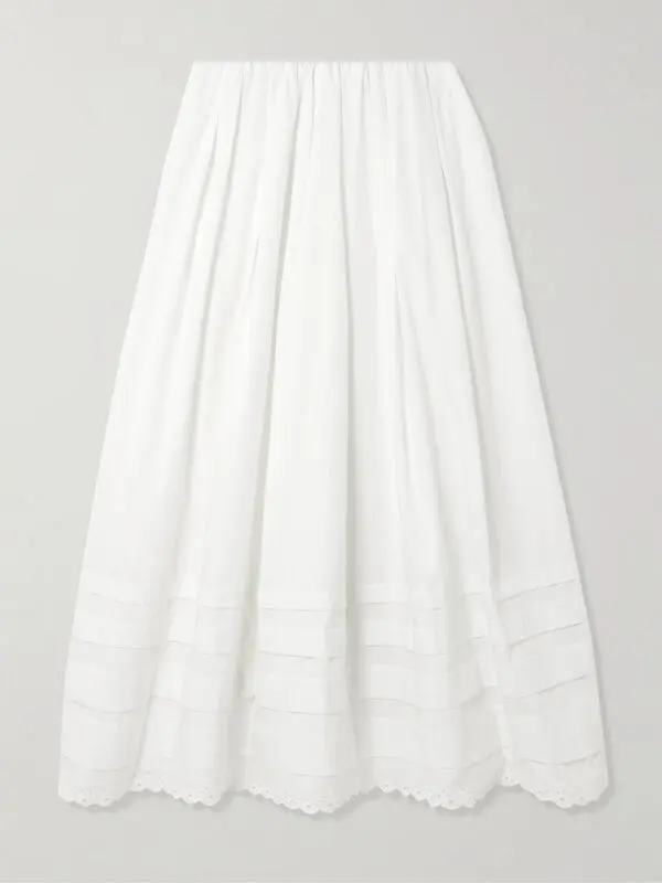 Faithfull The Brand Ruth Broderie Anglaise Cotton Midi Skirt