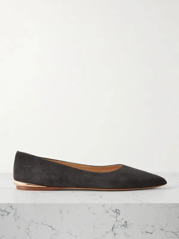 Gabriela Hearst Fleur Suede Ballet Flats - Gray