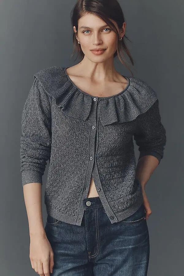 Maeve Potelle Wool-blend Cardigan Sweater - Carbon