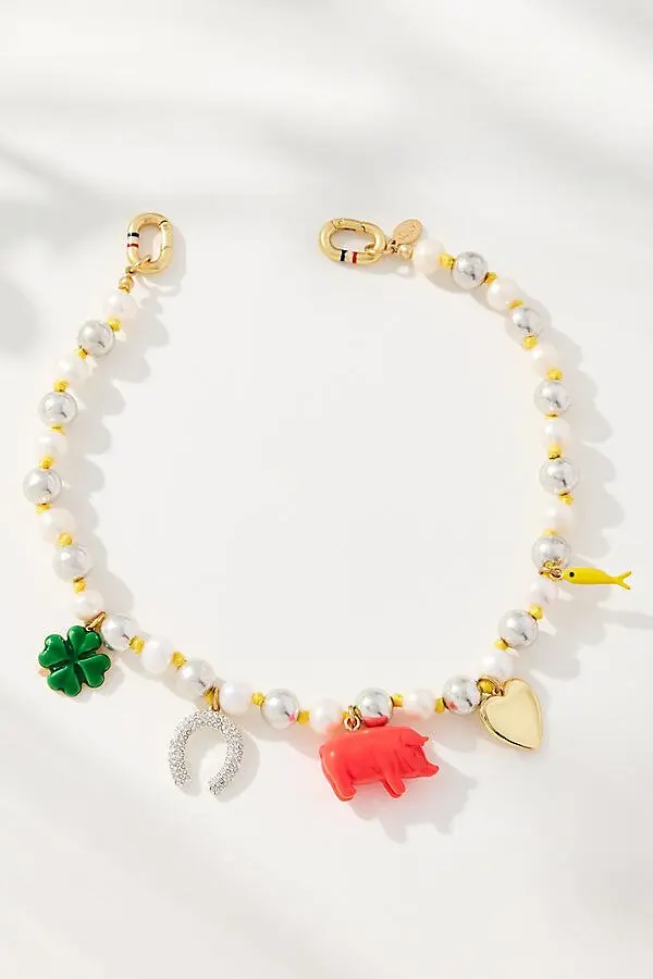 Clare V. Bonne Chance Charm Necklace - Multi