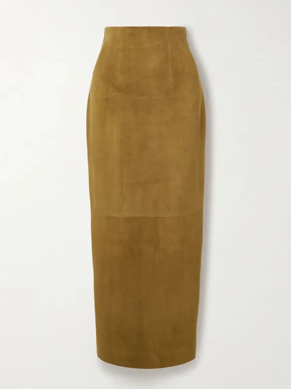 Khaite Loxley Suede Maxi Skirt - Brown